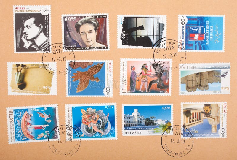 Greek stamps editorial stock photo. Image of closeup - 26578883