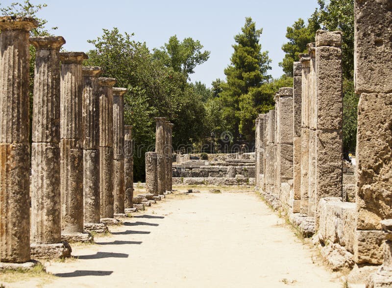 Greek Stone Pillar Colonnade Stock Image - Image of marble, wall: 27815275
