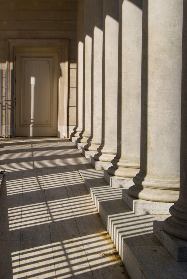Greek Style Columns and Striped Shadows Stock Photo - Image of warm ...