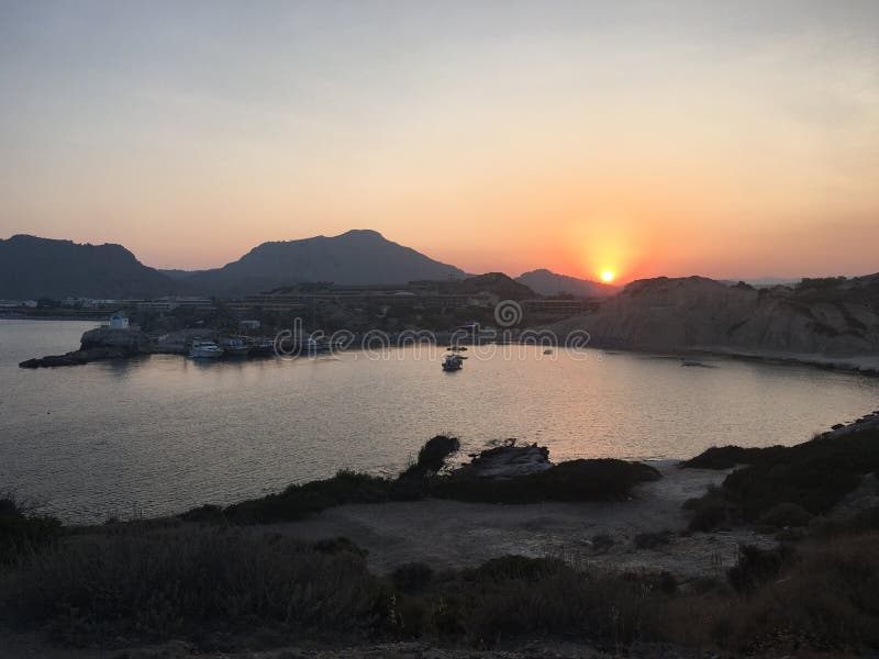 Greek sunset stock image. Image of sunset, rhodes, beautiful - 174312537