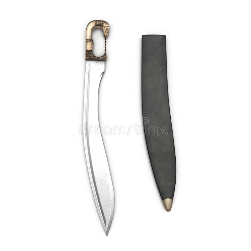 Greek Sword Falcata with Sheath 3D Illustration Stock Illustration ...