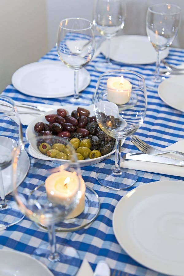 Greek Style Table Arrangement with a Plate Filled with Different Types ...