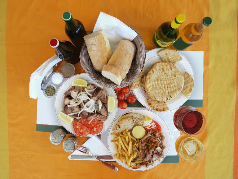 Greek table setting stock image. Image of pitta, table - 11137431