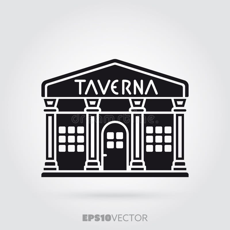 Greek Tavern Building Vector Glyph Icon Stock Vector - Illustration of ...