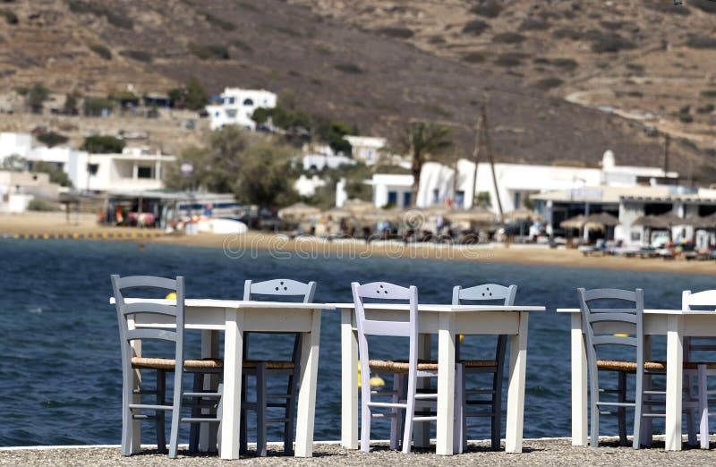 Greek tavern at seashore stock photo. Image of restaurant - 231018002