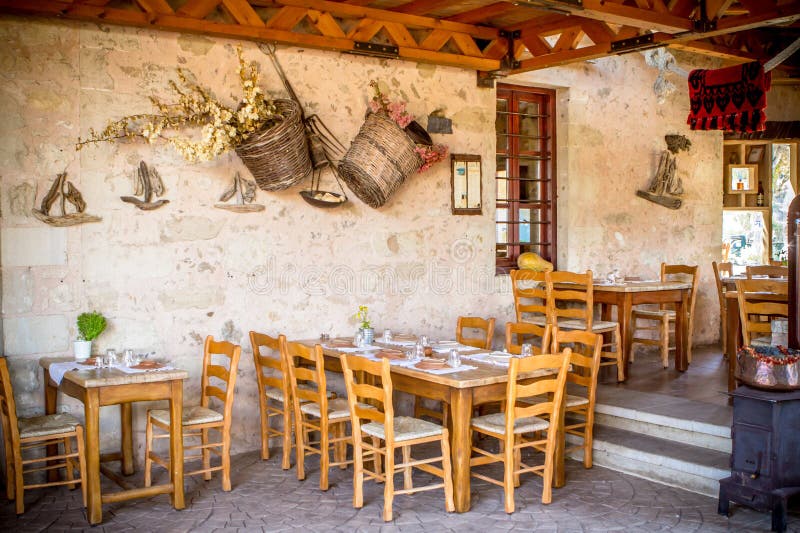 Greek taverna stock photo. Image of sidewalk, road, dine - 91587662