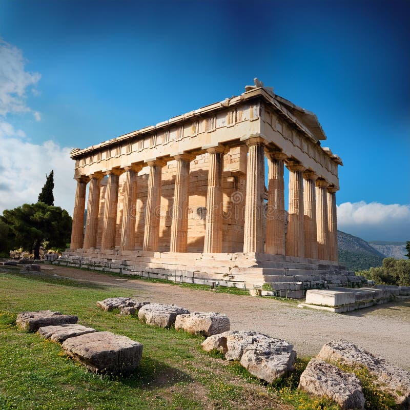 Greek temple, AI generated stock illustration. Illustration of tourism ...