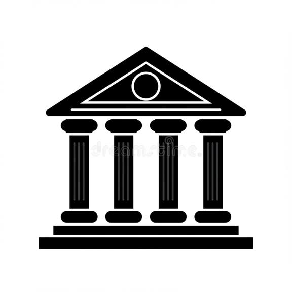 Greek Temple Icon with Four Classical Columns Supporting a Triangular ...