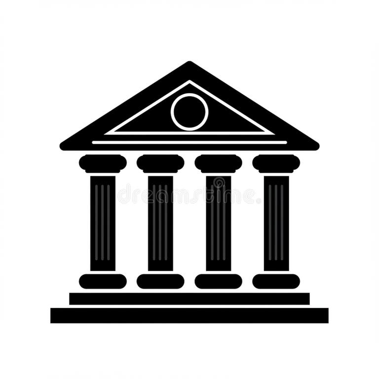 Greek Temple Icon with Four Classical Columns Supporting a Triangular ...