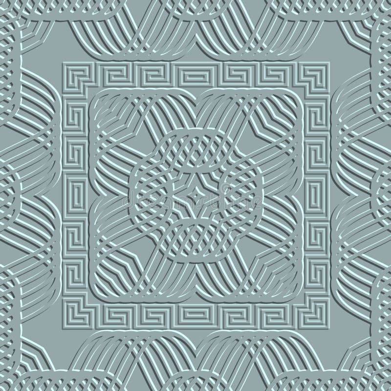 Greek Textured 3d Seamless Pattern. White Embossed Floral Grunge ...