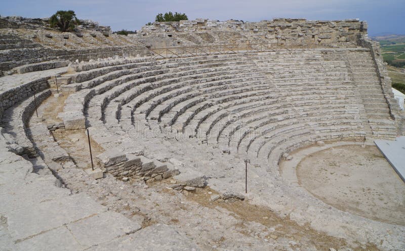 Greek Theater in Segesta, Sicily, Italy Stock Photo - Image of history ...