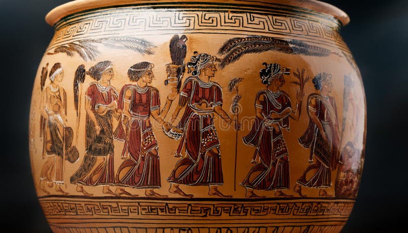 Greek Vase with Mythological Scenes, AI Generated Stock Illustration ...