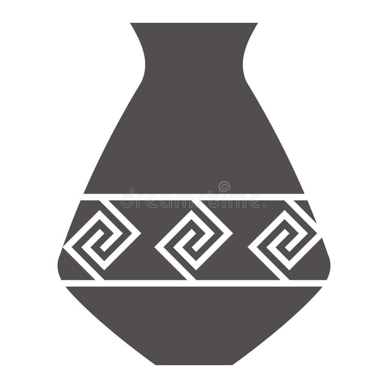 Greek Vase Silhouette. Ancient Amphora and Pot with Meander Pattern ...