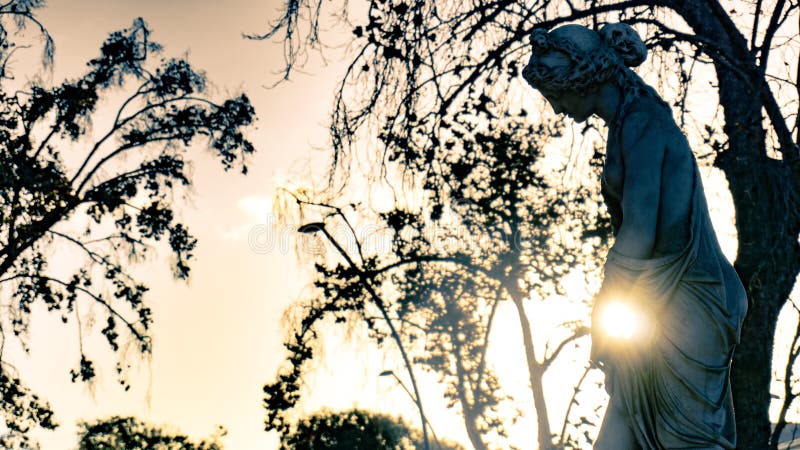 Greek Woman Statue with Evening Sun Backlight View, La Serena, Chile ...