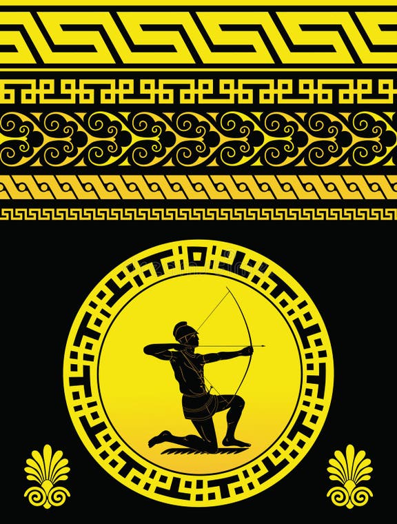 Greek Yellow Pattern stock vector. Illustration of element - 13207803