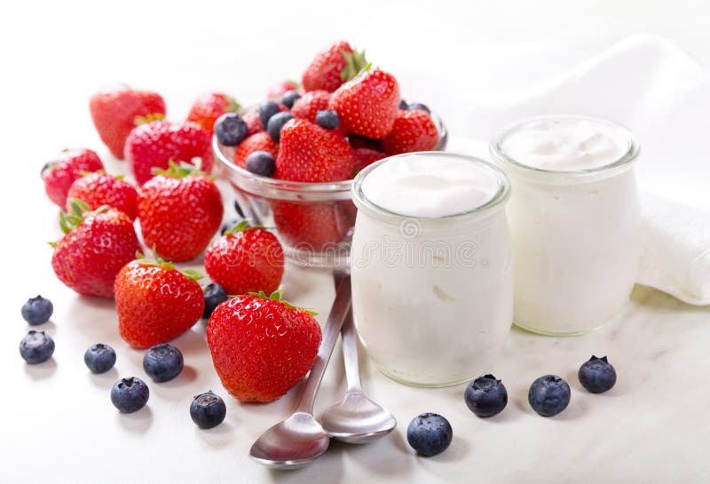 Greek Yogurt with Fresh Fruits Stock Photo - Image of spoon, healthy ...