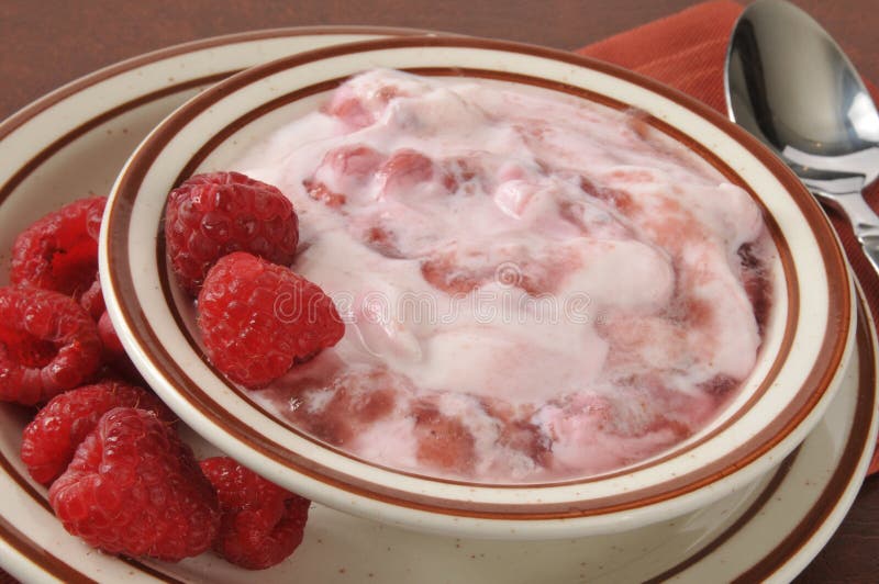 Greek Yogurt with Raspberries Stock Image - Image of creamy, nutritious ...