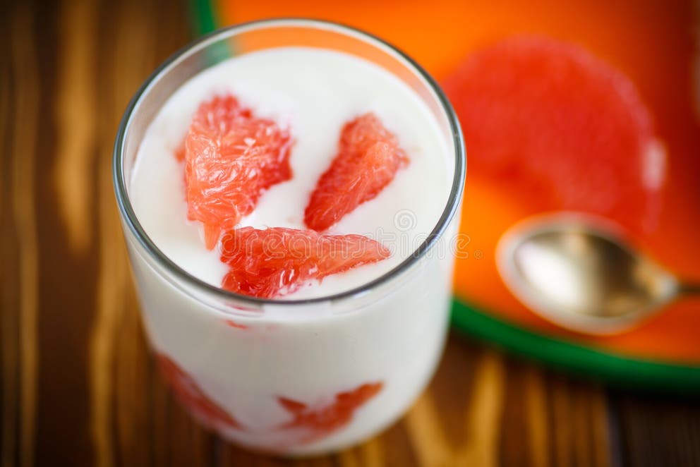 Greek Yogurt with Red Grapefruit Stock Image - Image of nutrition ...