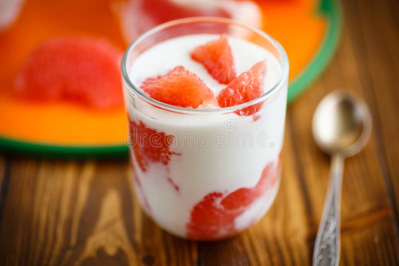 Greek Yogurt with Red Grapefruit Stock Image - Image of bacteria, diet ...