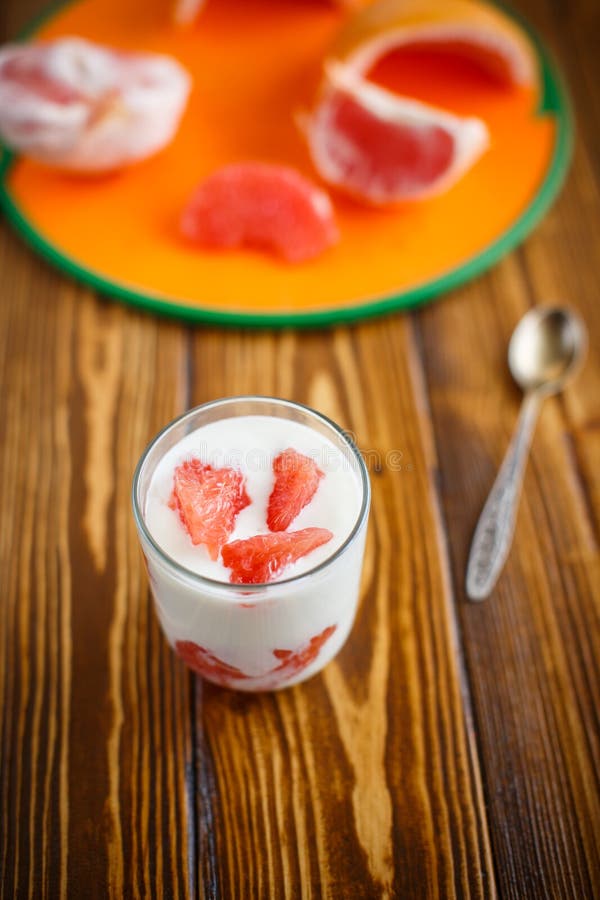 Greek Yogurt with Red Grapefruit Stock Photo - Image of grapefruit ...