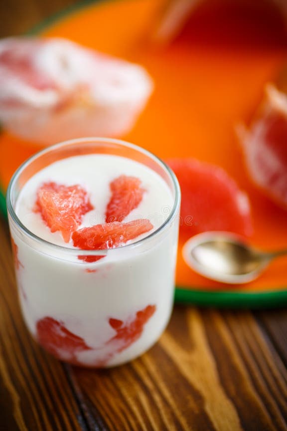 Greek Yogurt with Red Grapefruit Stock Photo - Image of meal, cooking ...