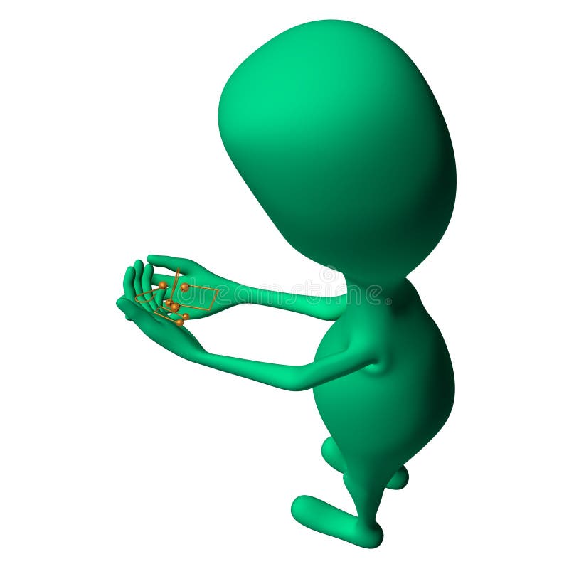 Green 3d Puppet Strange Shape Mimicking Singing Stock Illustration ...