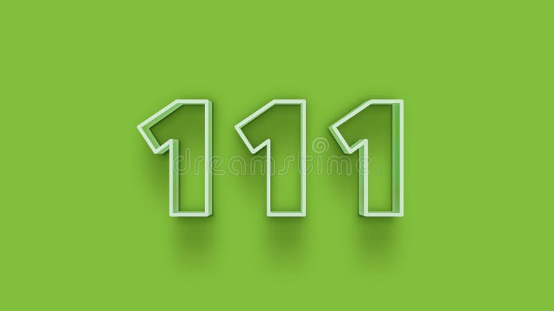 Green 3d Symbol of 111 Number Icon on Green Background Stock ...