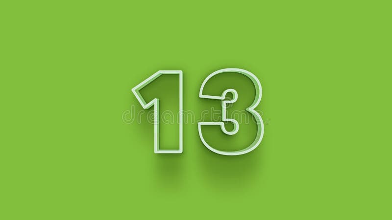 Green 3d Symbol of 13 Number Icon on Green Background Stock ...