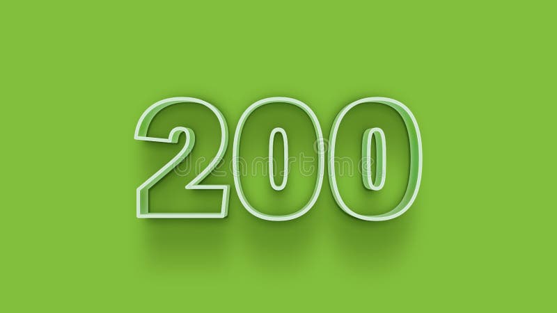 Green 3d Symbol of 200 Number Icon on Green Background Stock ...
