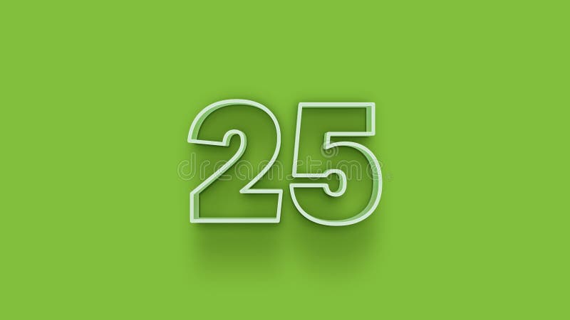 Green 3d Symbol of 25 Number Icon on Green Background Stock ...