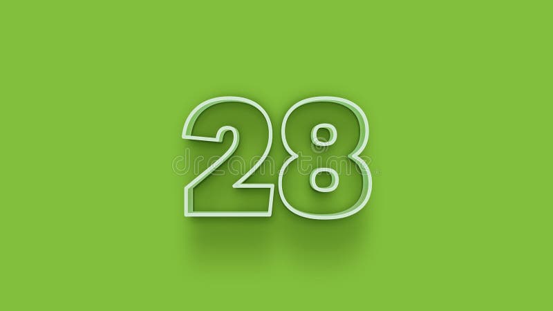 Green 3d Symbol of 28 Number Icon on Green Background Stock ...