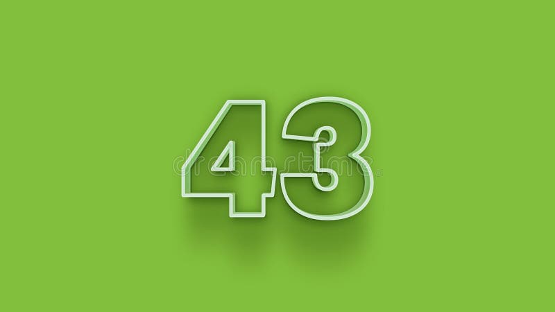Green 3d Symbol of 43 Number Icon on Green Background Stock ...