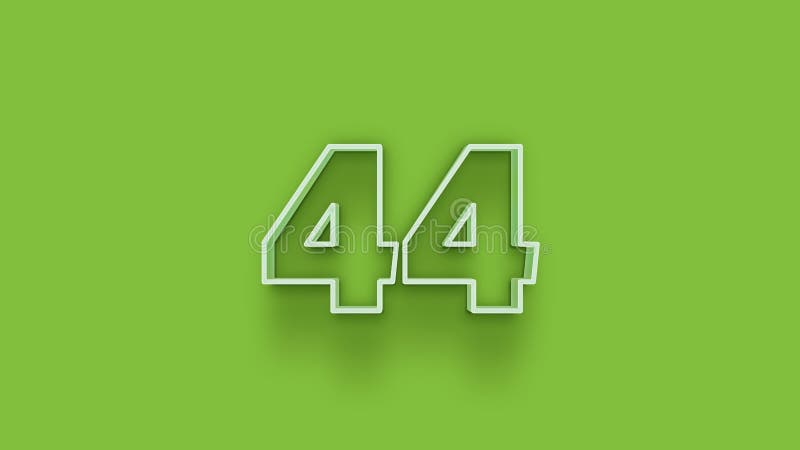 Green 3d Symbol of 44 Number Icon on Green Background Stock ...