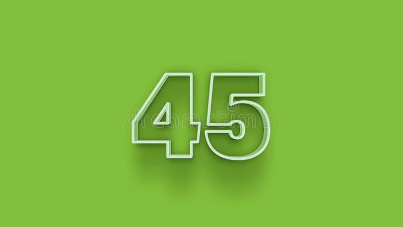 Green 3d Symbol of 45 Number Icon on Green Background Stock ...