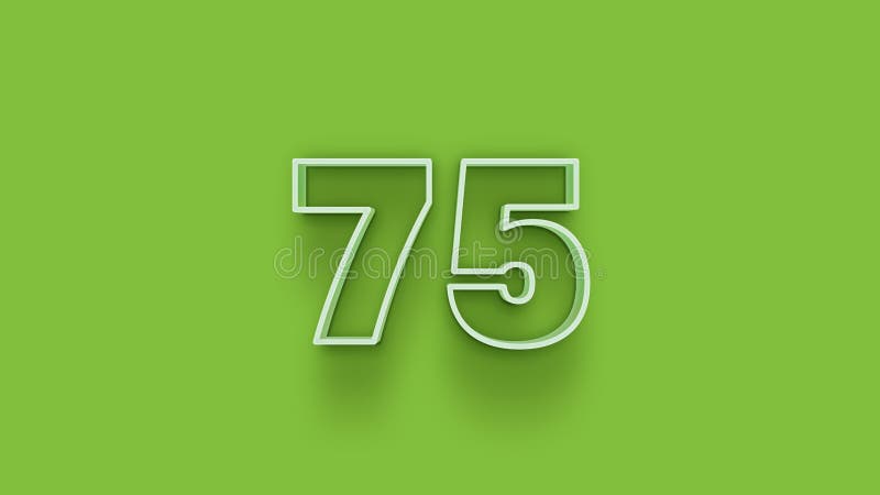 Green 3d Symbol of 75 Number Icon on Green Background Stock ...