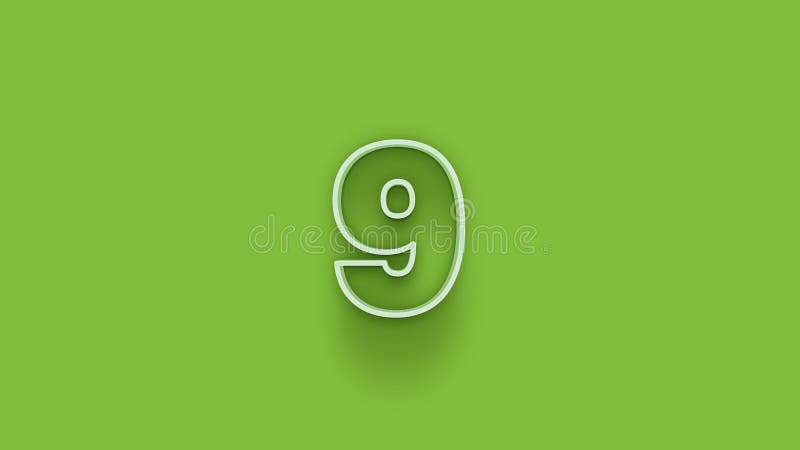 Green 3d Symbol of 9 Number Icon on Green Background Stock Illustration ...