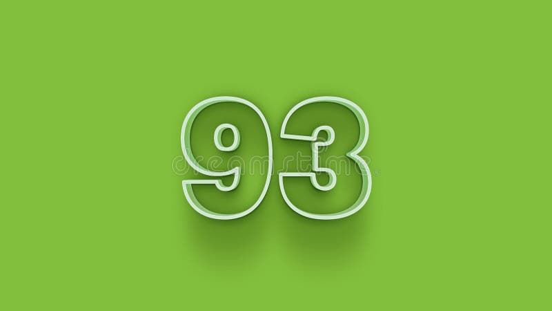Green 3d Symbol of 93 Number Icon on Green Background Stock ...