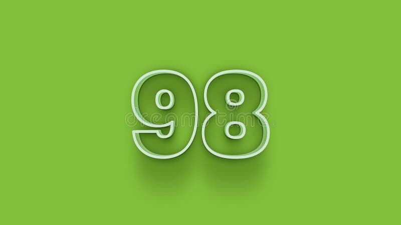 Green 3d Symbol of 98 Number Icon on Green Background Stock ...