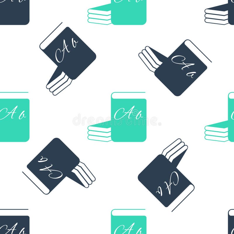 Green ABC Book Icon Isolated Seamless Pattern on White Background ...