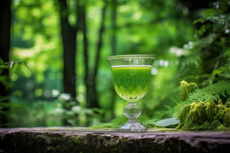 Green Absinthe Drink in Nature Backdrop Stock Photo - Image of ...