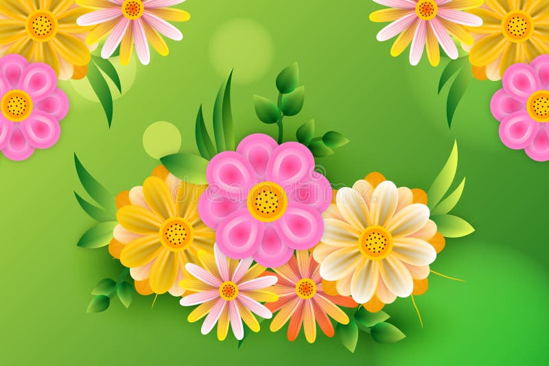 Green Abstract Background with Flowers Vector Stock Vector ...