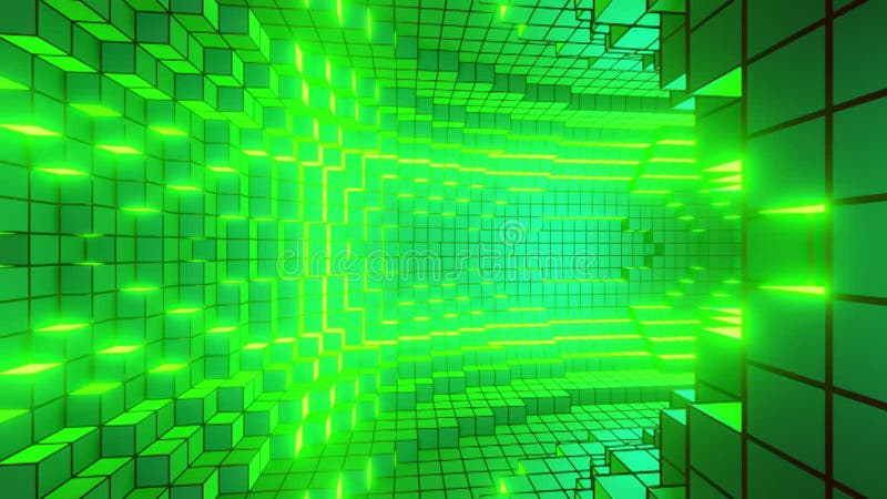 Green Abstract Background Inside Rotating Pixel Torus Tunnel 3d Render ...