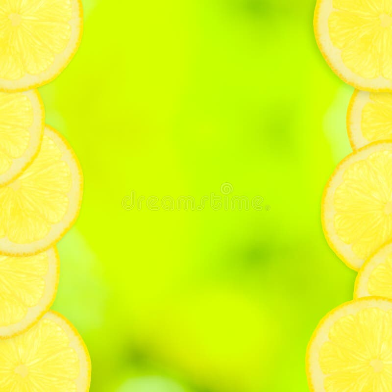 Green Abstract Background with Slices of Lemon Stock Image - Image of ...