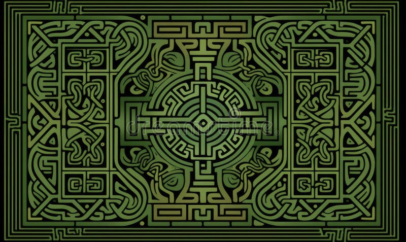 Green Abstract Celtic Patterns Background Stock Image - Image of ...