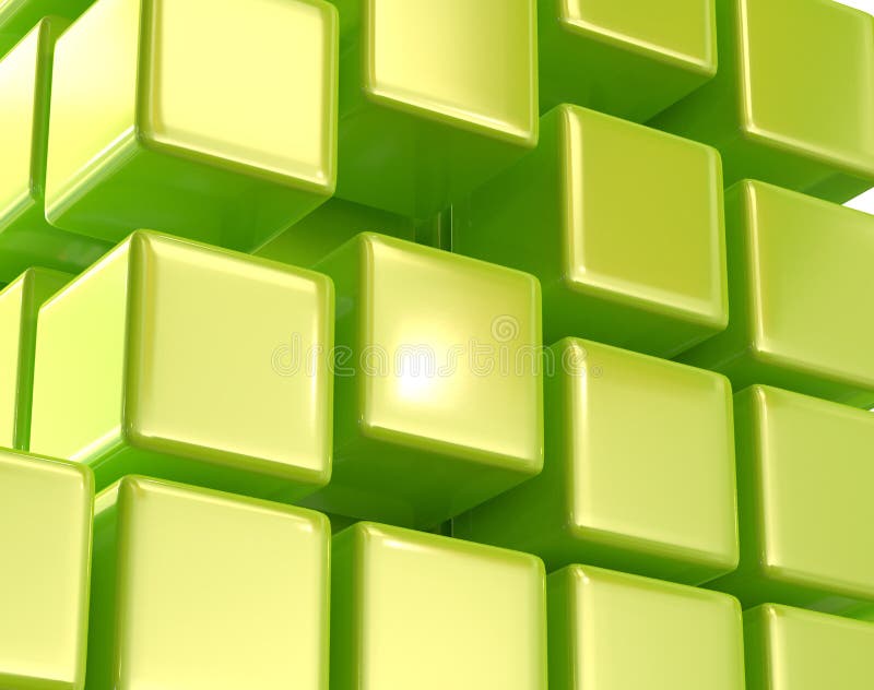Green Abstract Cubes Block Array 3d Illustration Stock Illustration ...