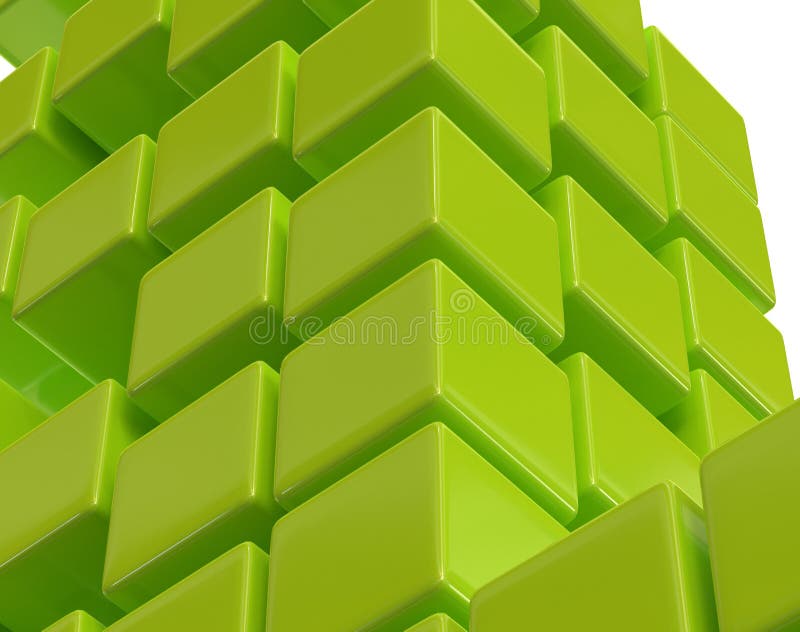 Green Abstract Cubes Block Array 3d Illustration Stock Illustration