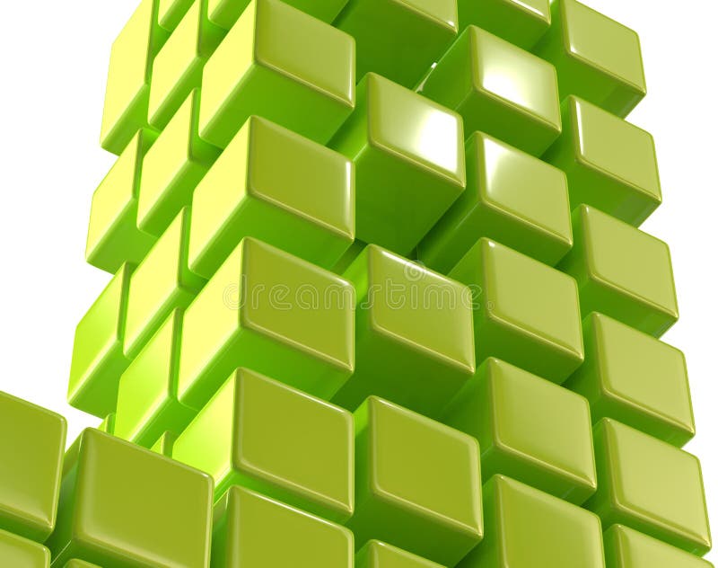 Green Abstract Cubes Block Array 3d Illustration Stock Illustration ...