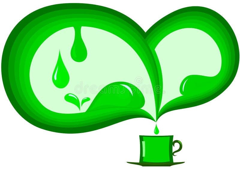 Green Abstract with a Cup of Tea Stock Vector - Illustration of ...