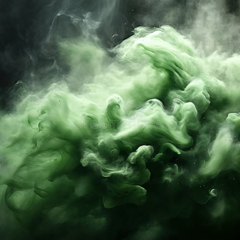Green Abstract Dust Cloud Dispersing in a Gentle and Flowing Mt Stock ...