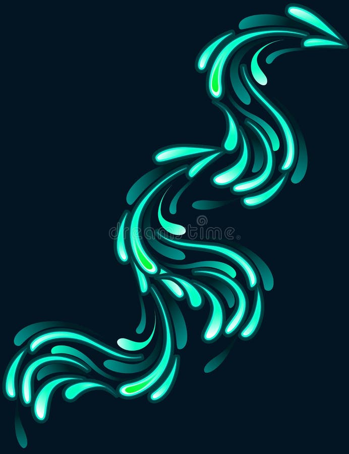 Green Abstract Flat Water Drops Flowing Flat Vector Illustration on ...